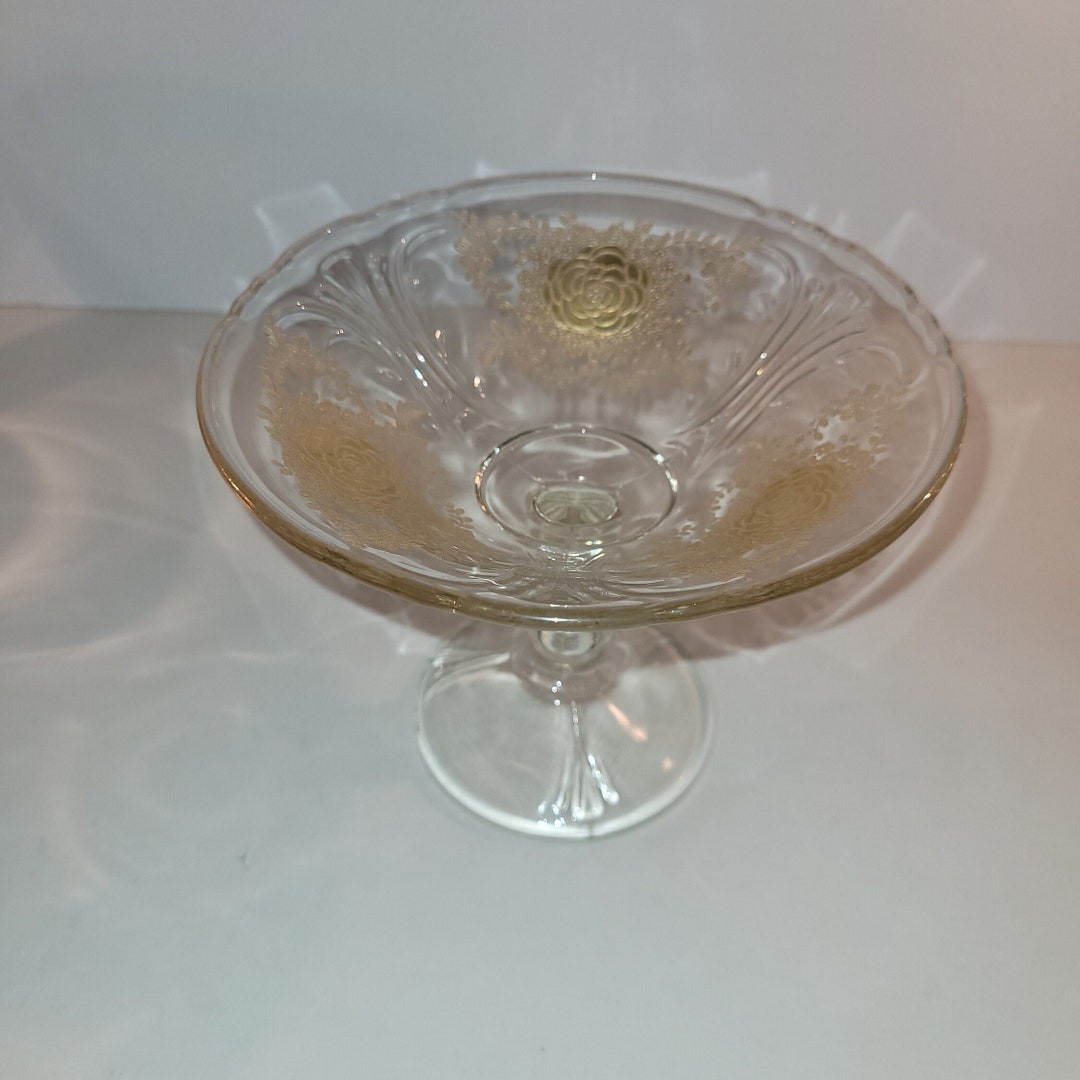 Candy Compote Dish. With Gold Floral Inlay. - Etsy