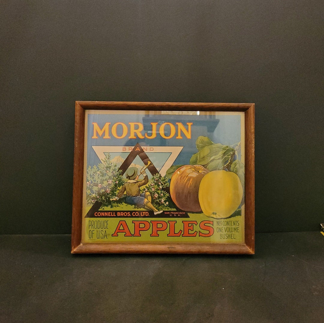 Vintage Framed Fruit Crate Label. Morjon Brand Apples - Etsy