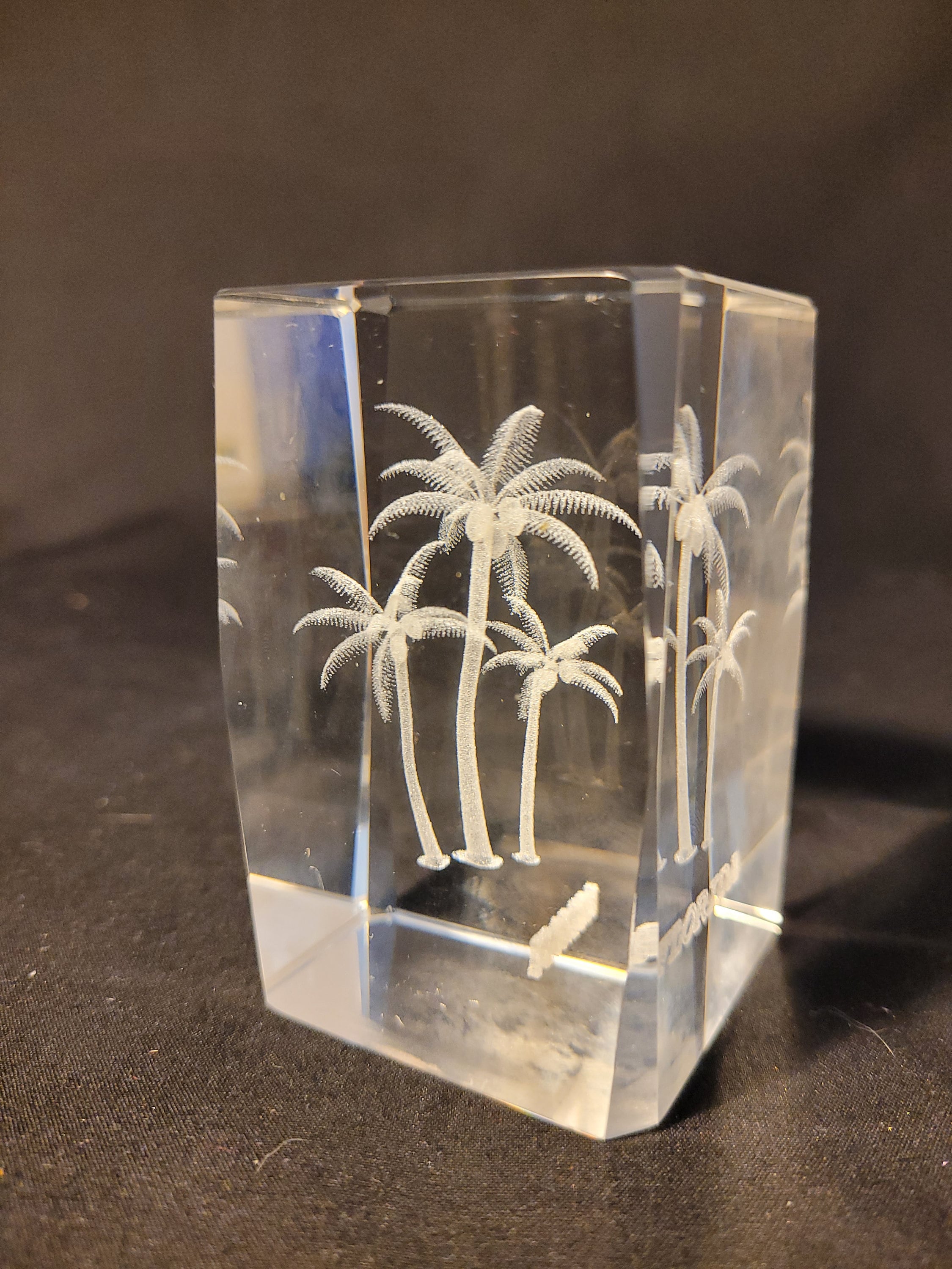 A 3D Laser Etched Clear Glass Florida/palm Trees Cube. - Etsy