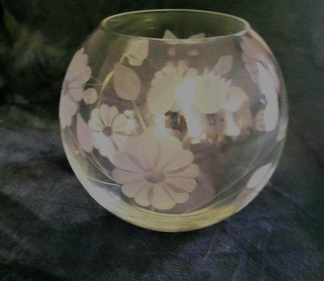 Etched/frosted Clear Glass Sphere Vase - Etsy
