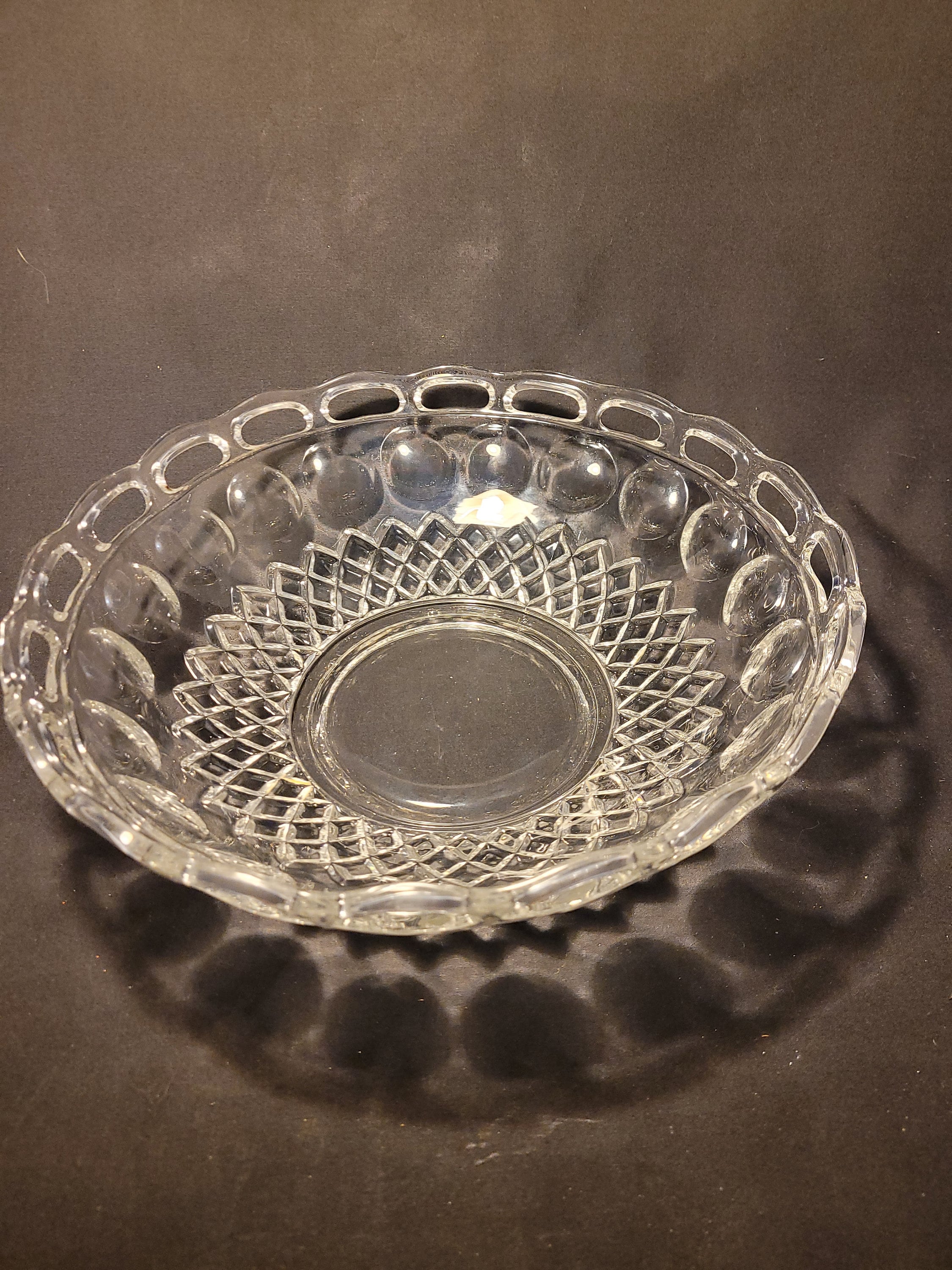 Vintage Pressed Glass Open Edges Bowl - Etsy