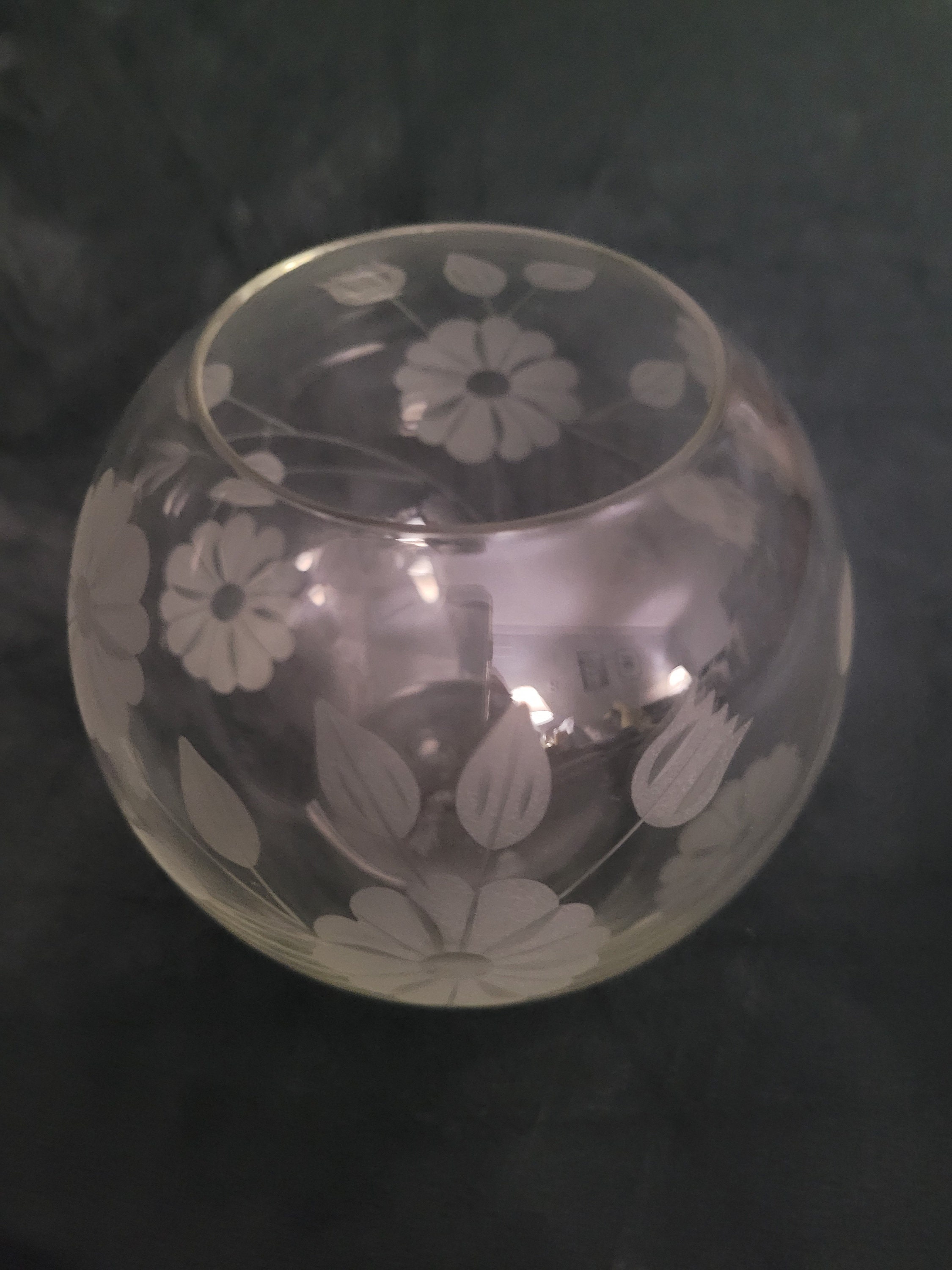 Etched/frosted Clear Glass Sphere Vase - Etsy