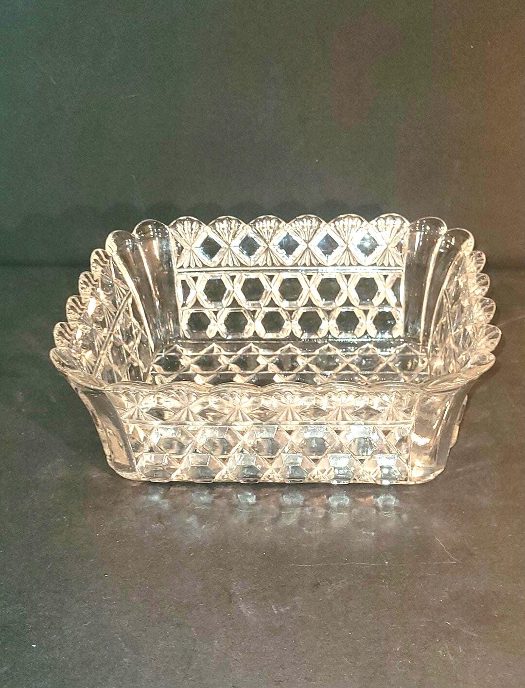 Rectangle EAPG Honeycomb Pattern Glass Dish - Etsy