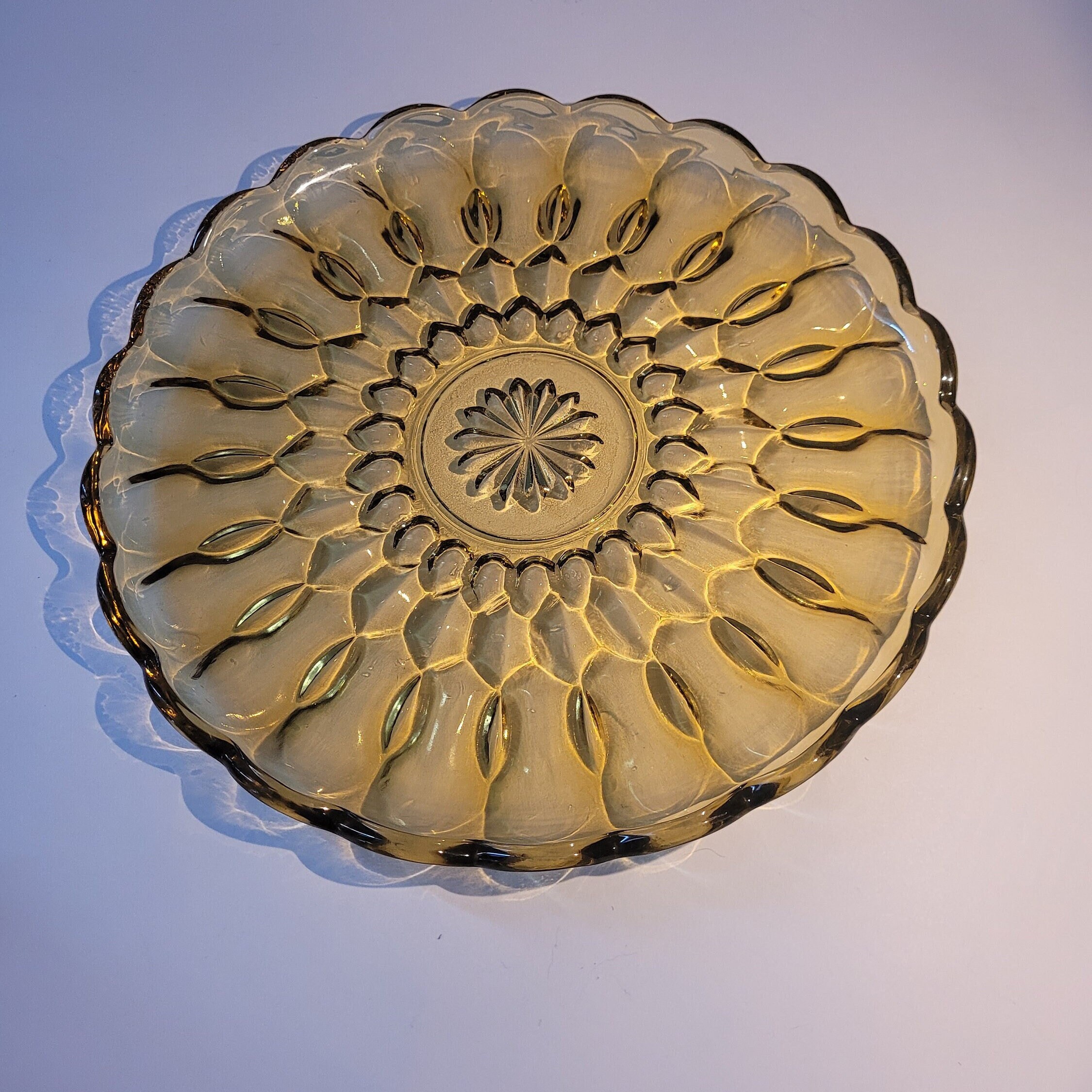 Anchor Hocking Vintage Amber Platter Fairfield Pattern - Etsy