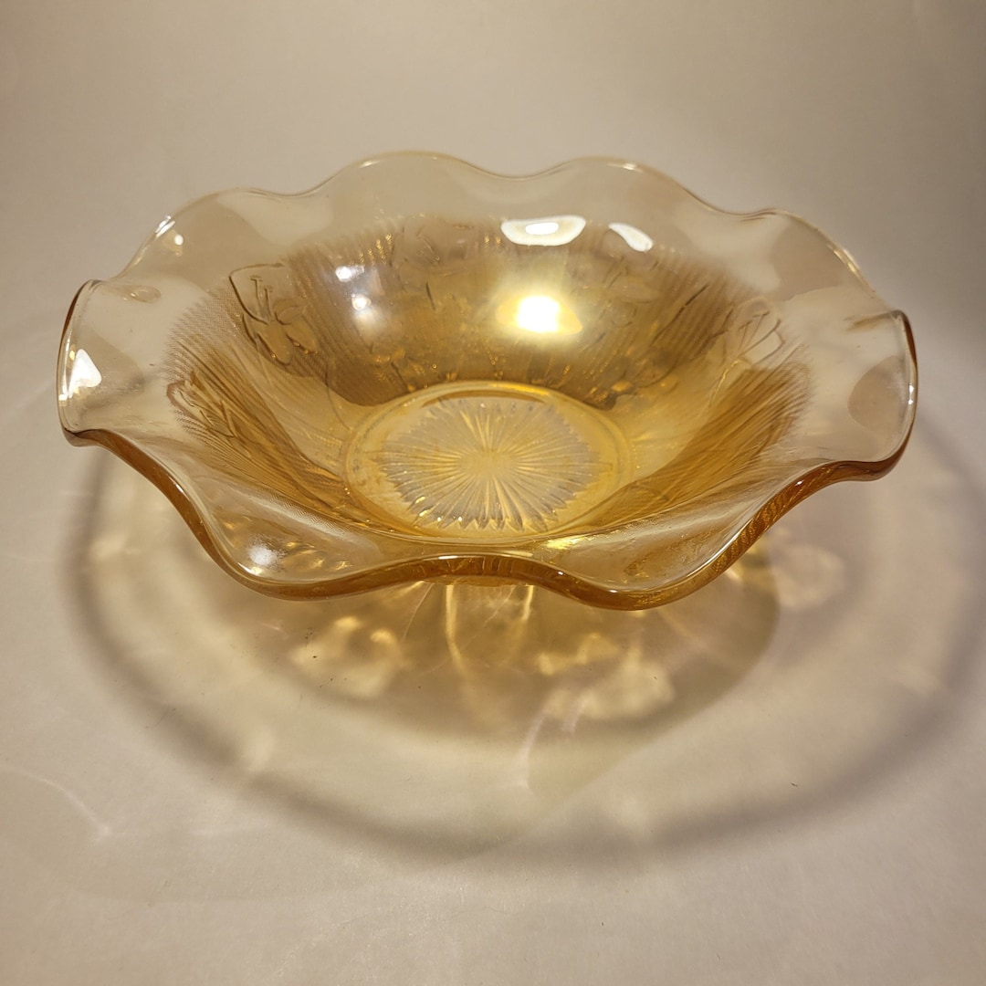 Vintage Iris and Herringbone Pattern , Carnival Glass Bowl - Etsy