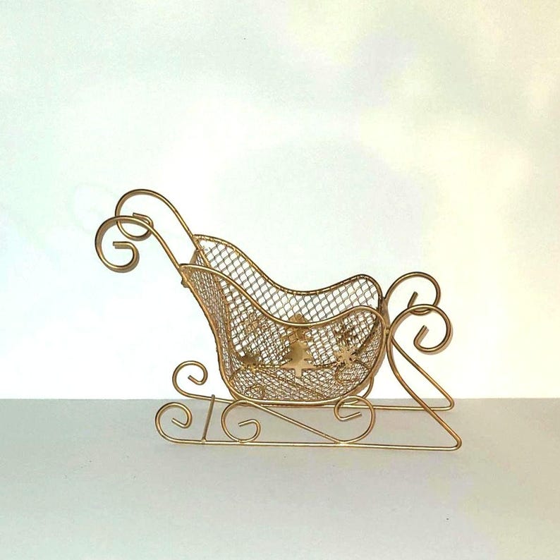 2 Gold Table Top Sleigh Decor - Etsy