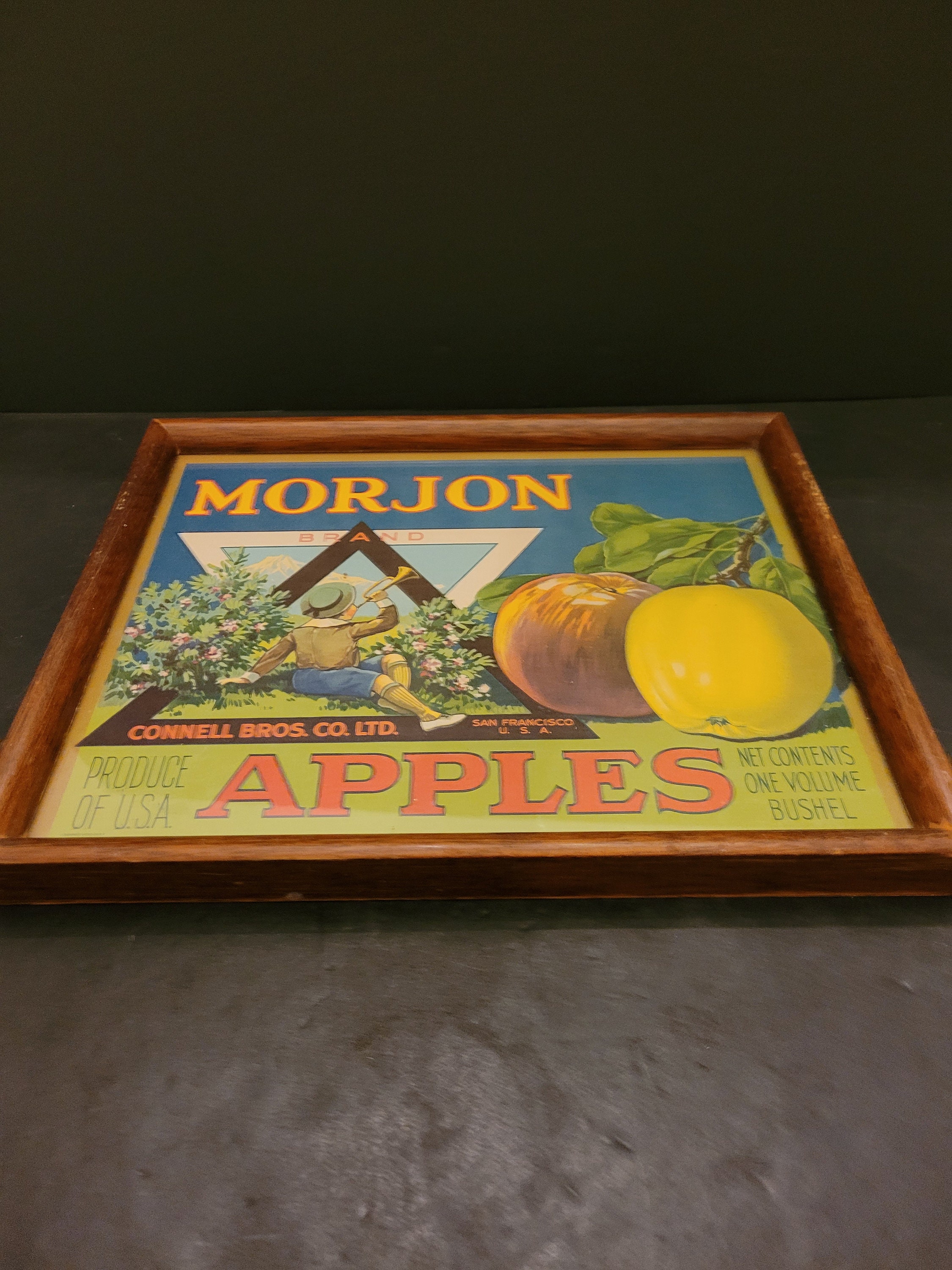 Vintage Framed Fruit Crate Label. Morjon Brand Apples - Etsy