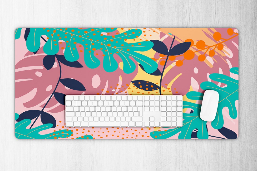 Boho Desk Mat, Colorful Desk Mat, Leaves Desk Mat, Cute Desk Mat, Desk ...