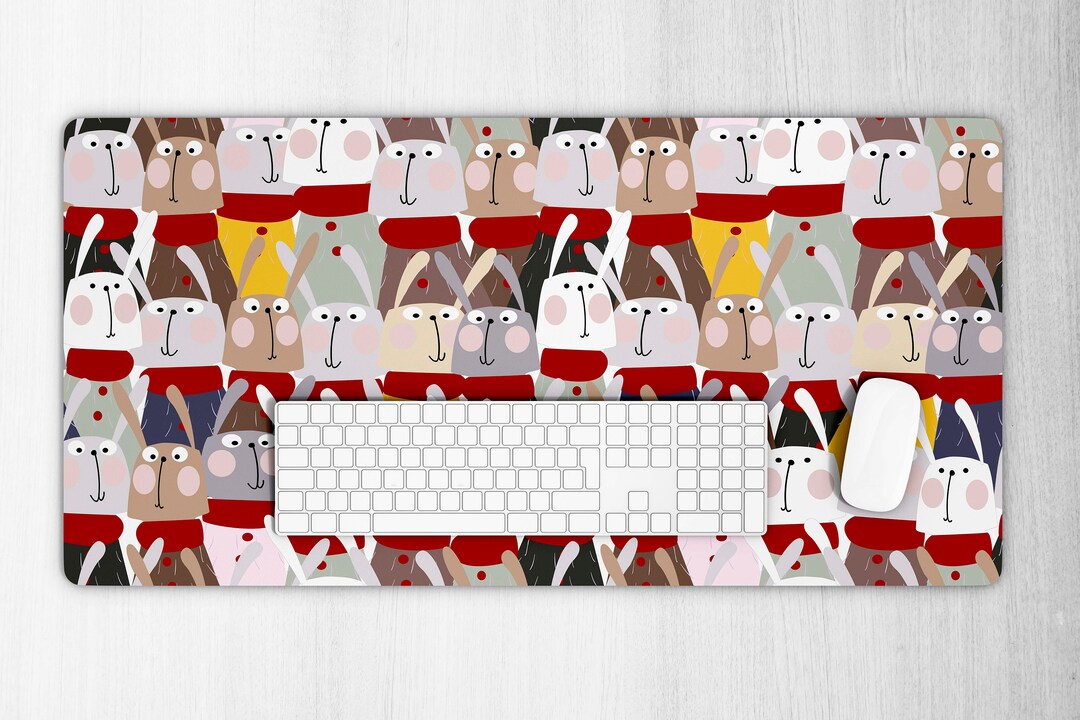 Cute Rabbit Desk Mat, Rabbit Desk Mat, Cute Desk Mat, Kawaii Desk Mat ...