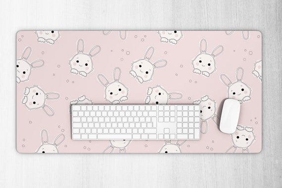Pink Cute Rabbit Desk Mat Rabbit Desk Mat Cute Desk Mat - Etsy