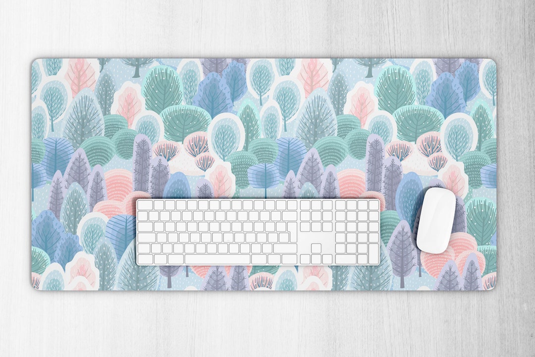Pastel Desk Mat, Pastel Color Tree Desk Mat, Cute Desk Mat, Desk Mat ...