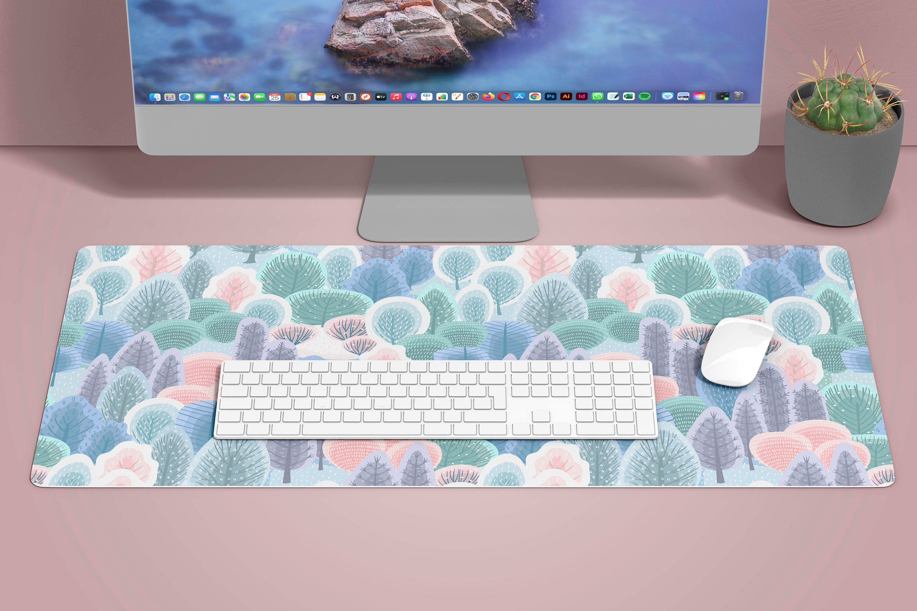 Pastel Desk Mat Pastel Color Tree Desk Mat Cute Desk Mat - Etsy