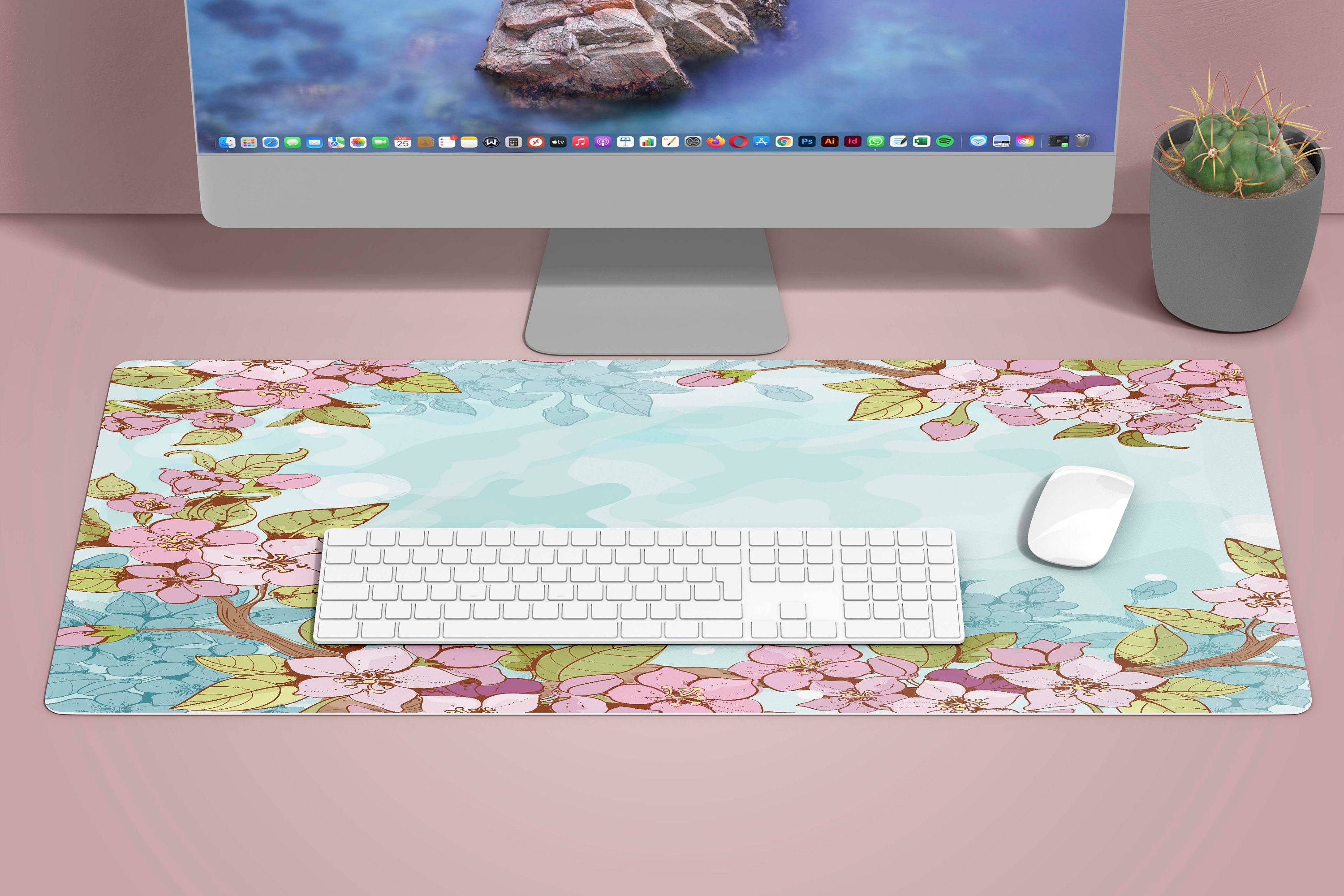 Sakura Desk Mat, Anime Desk Mat, Watercolor Desk Mat, Japanese Desk Mat ...