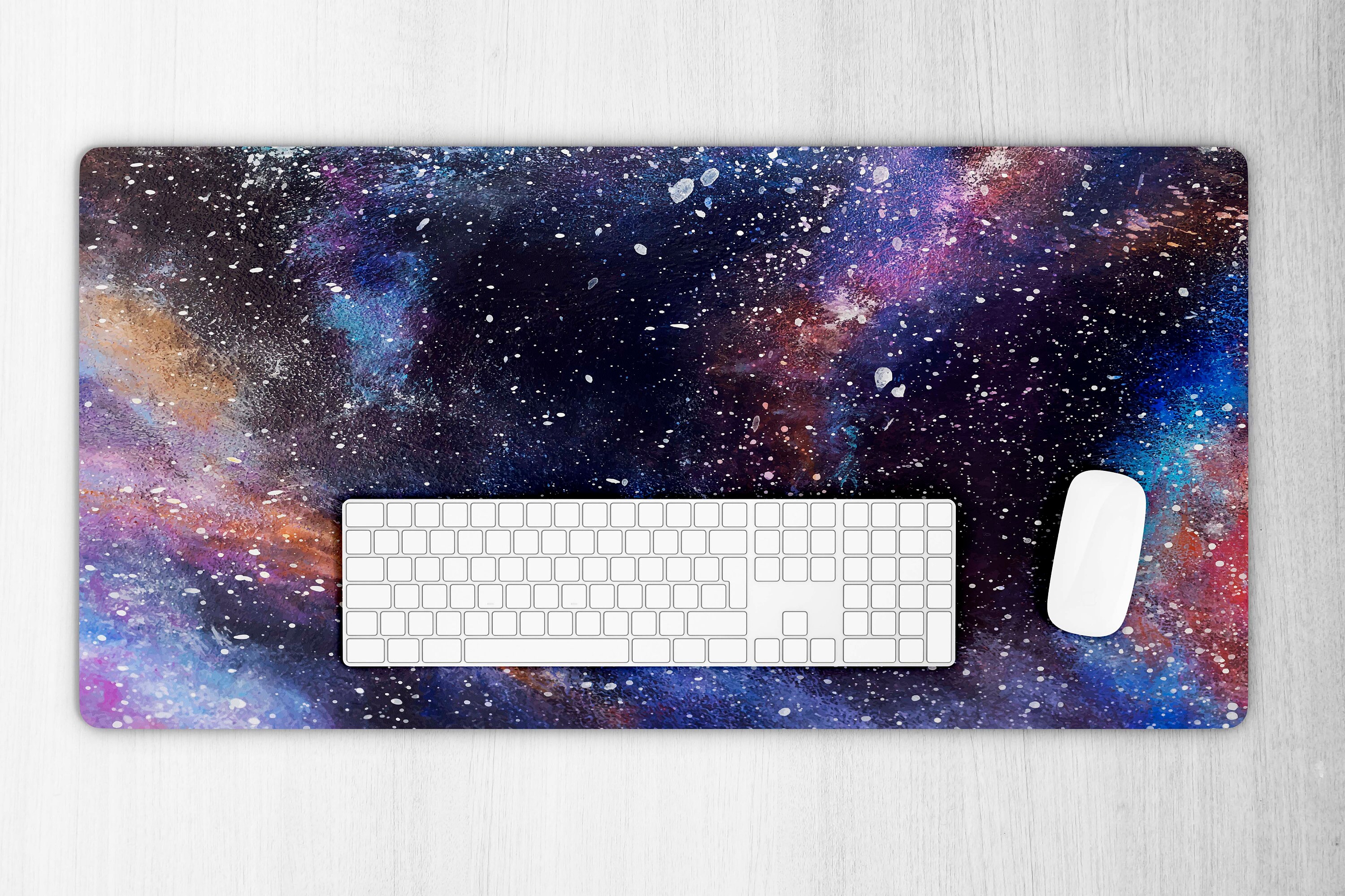 Galaxy Desk Mat, Watercolor Desk Mat, Space Desk Mat, Purple Desk Mat ...