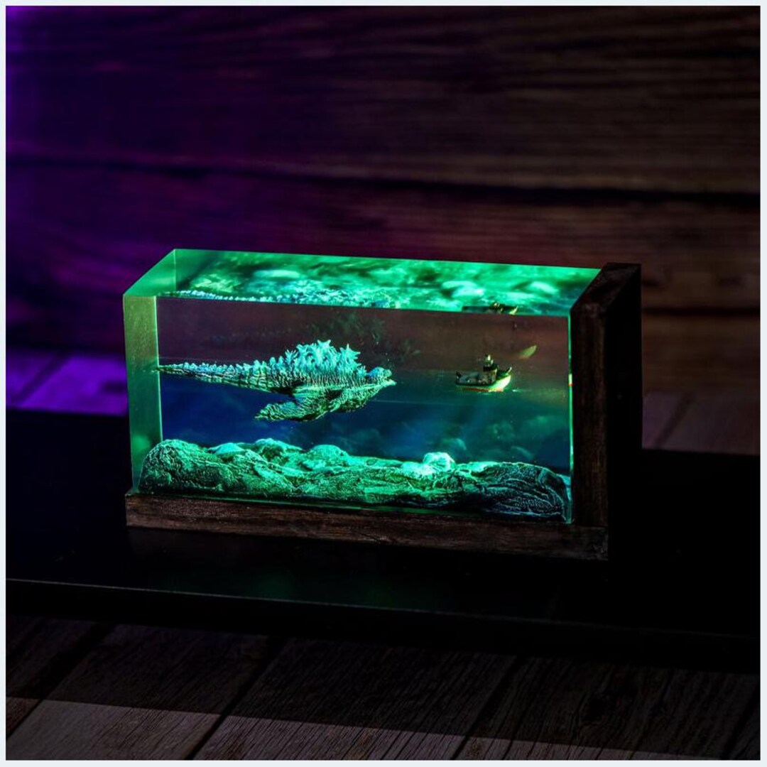 Swimming G.ODZ.ILLA Monster Night Light Atomic Breath Resin Lamp God ...
