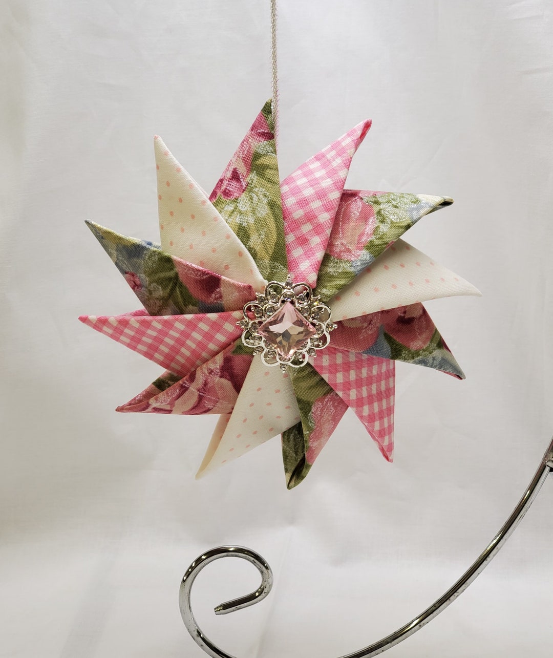 Pink Rose Pinwheel Ornament - Etsy