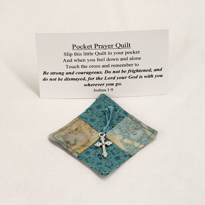 Teal and Tan Pocket Prayer Quilt - Etsy