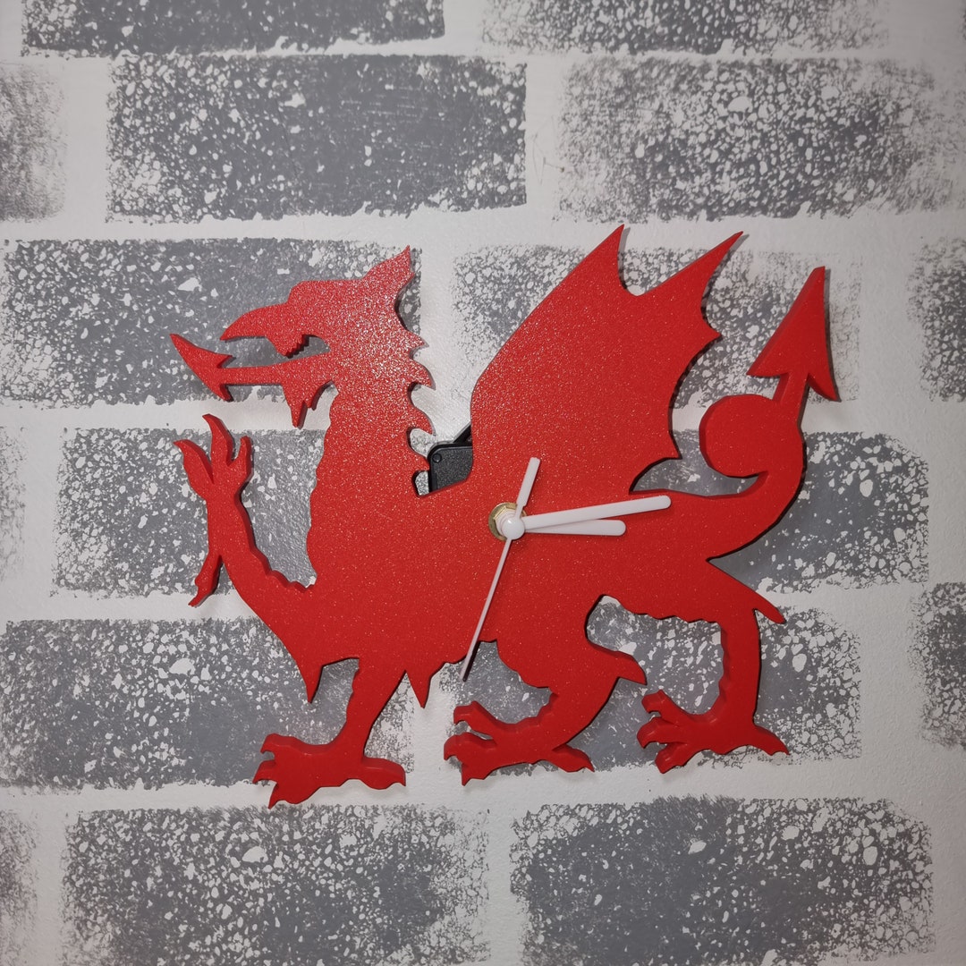 Welsh Dragon 3D Printed Clock, Wales Souvenir, Wall Decor Clock, Wales ...