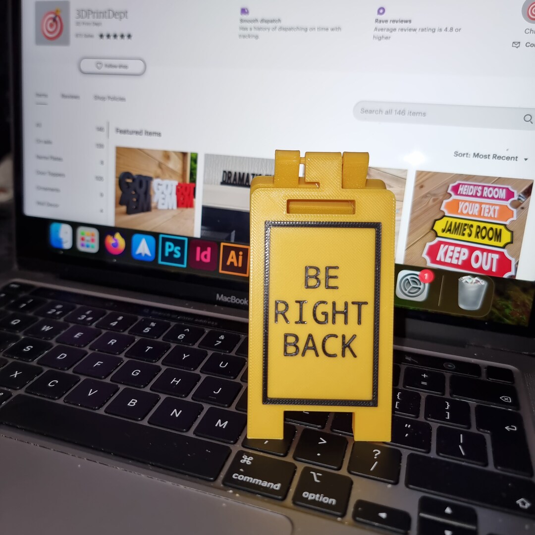 Be Right Back Mini Floor Sign - Customizable Colors & Text - 3 ...