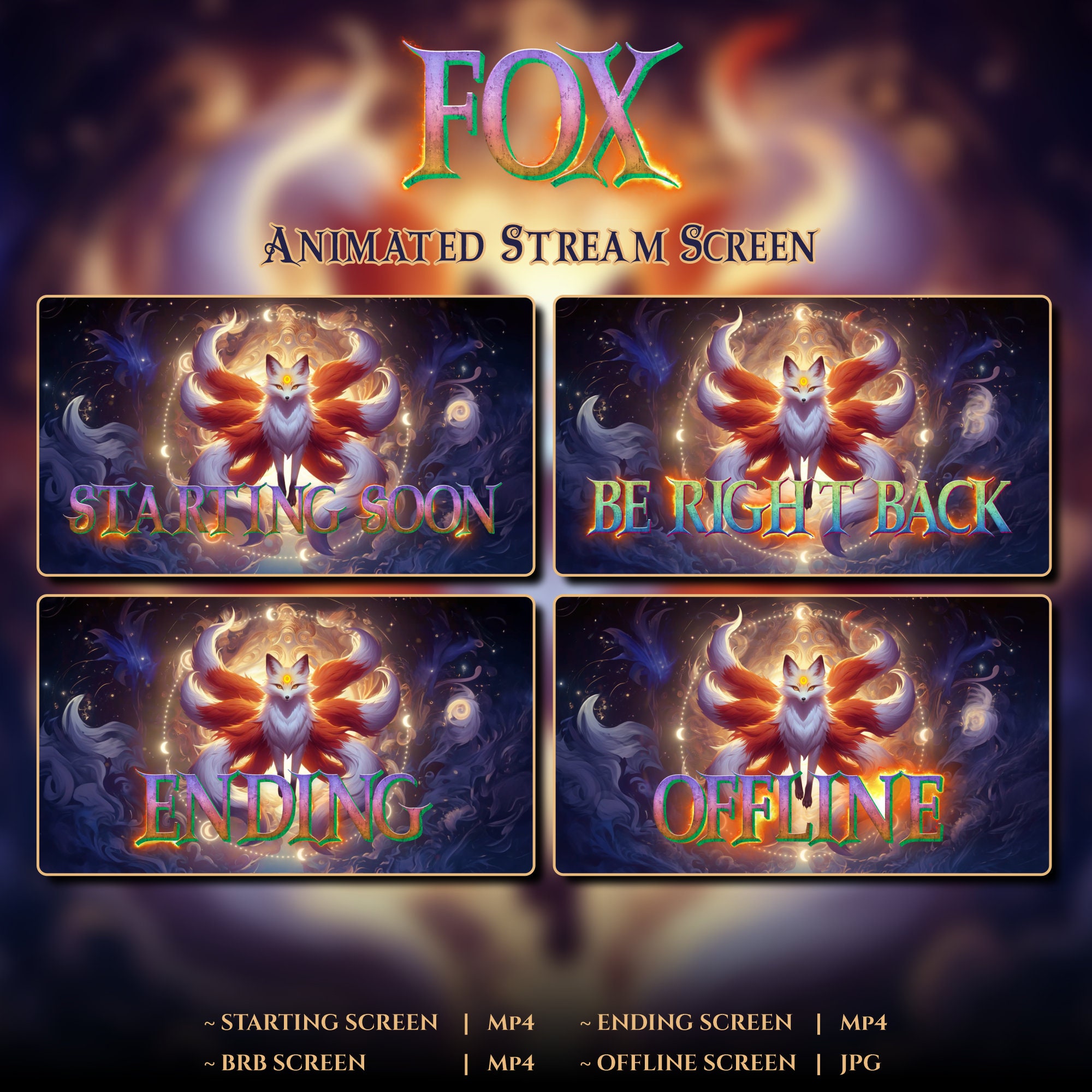 Animated Fox Stream Screens: Kyubi Overlay (digital Download) - Etsy