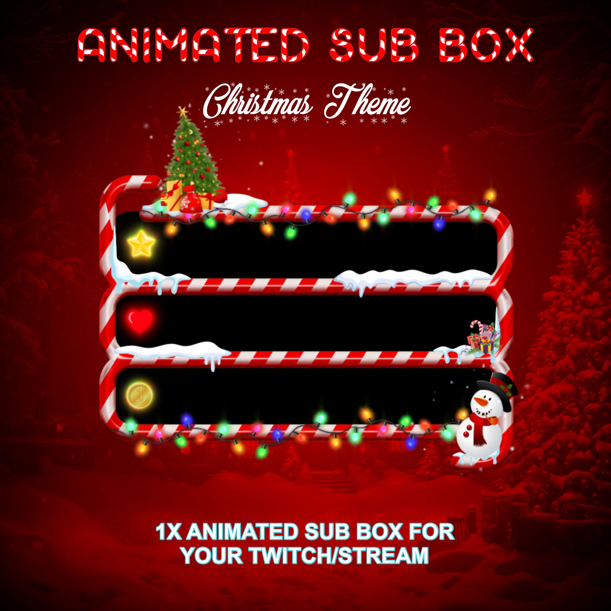 Christmas Animated Stream Label Overlay - Subscriber Box - Christmas ...