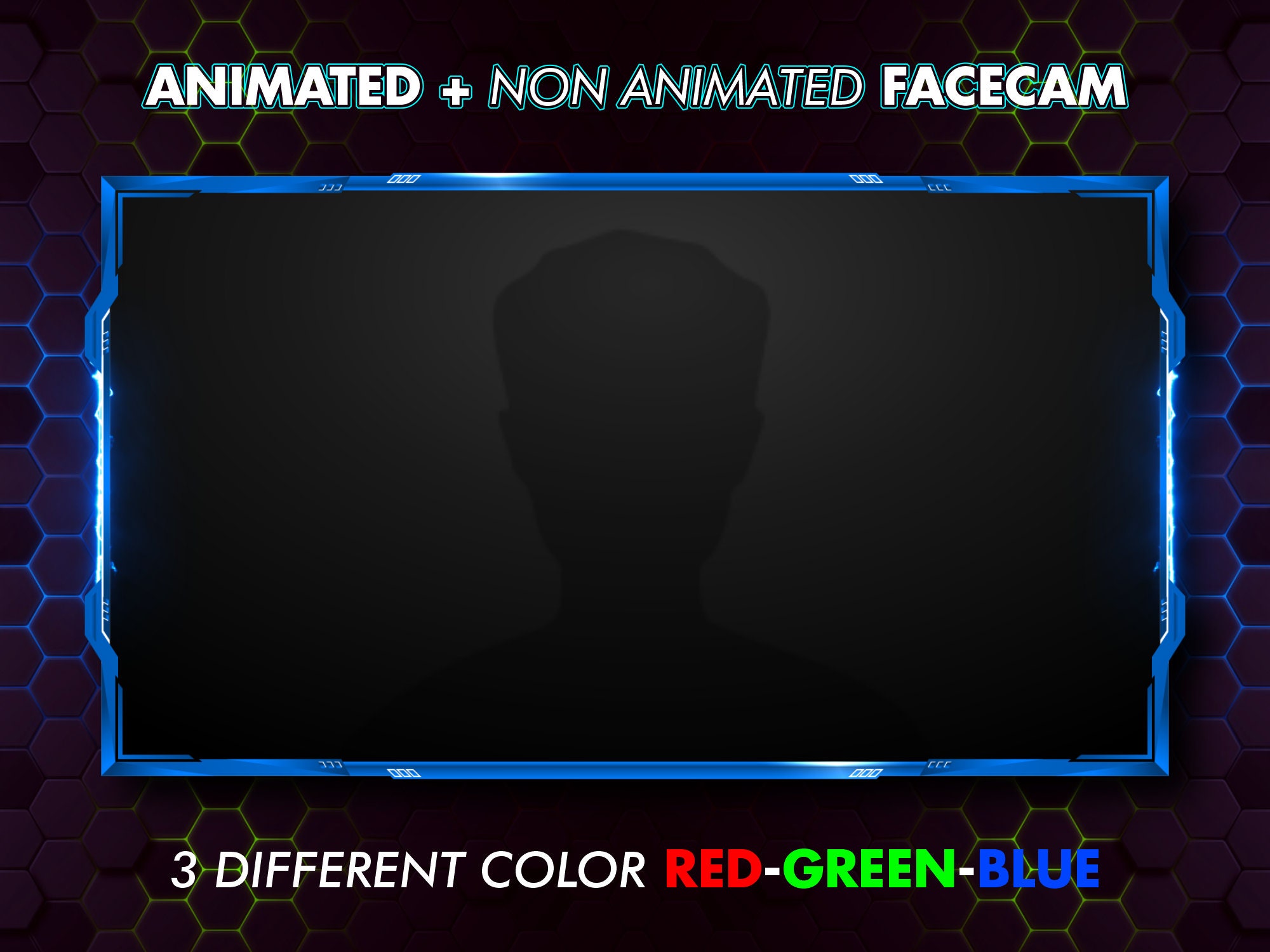 Animated Facecam/webcam Overlay - With 3 Different Color (RED-BLUE ...