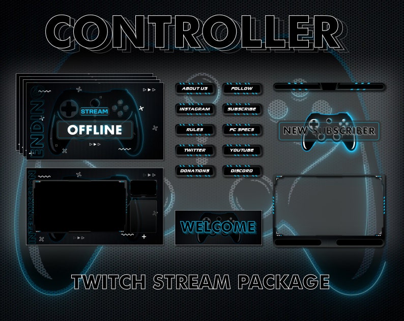 Black White Minimalist Controller Animated Twitch Overlay for a Clean ...