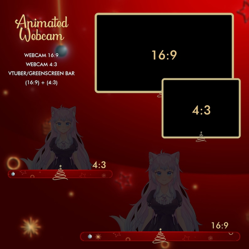 Red Neon Christmas Twitch Overlay/vtuber Stream Package/xmas Overlay ...