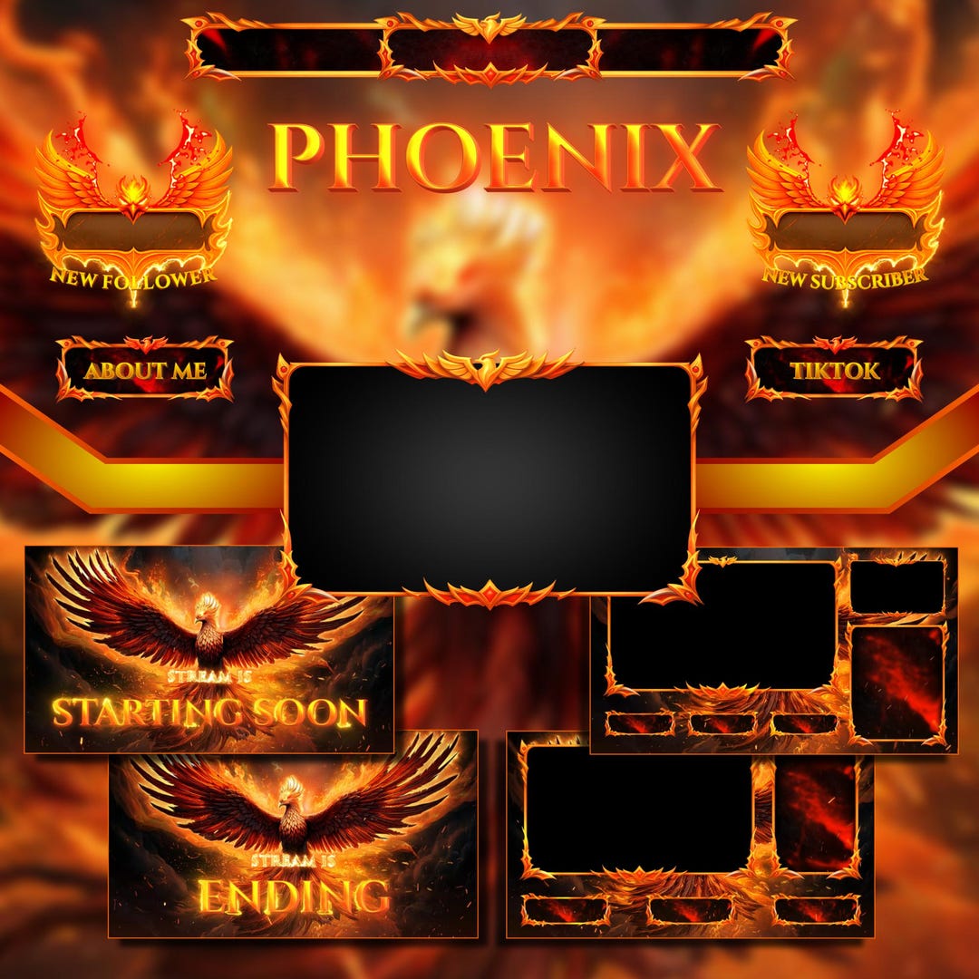 PHOENIX Animated Twitch Overlay | Phoenix Stream Package | FLAME | FIRE ...