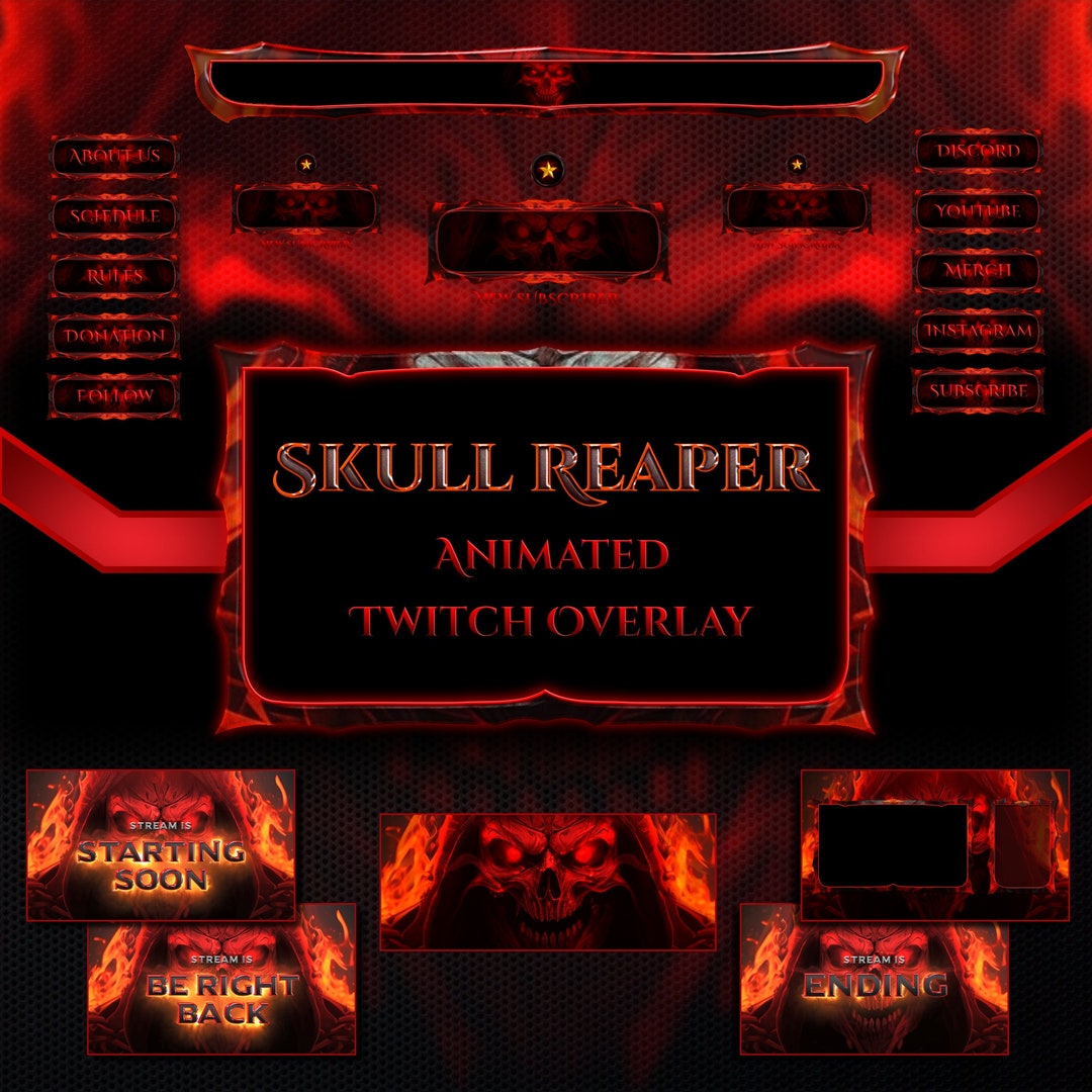 Embrace the Dark: Skull Reaper Animated Twitch Overlay for an Eerie ...