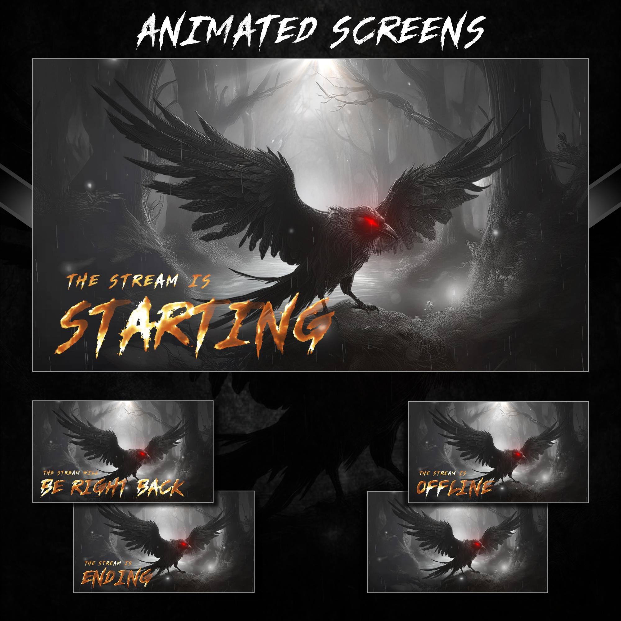 Animated Raven Twitch Overlay: Crow Stream Pack - Etsy