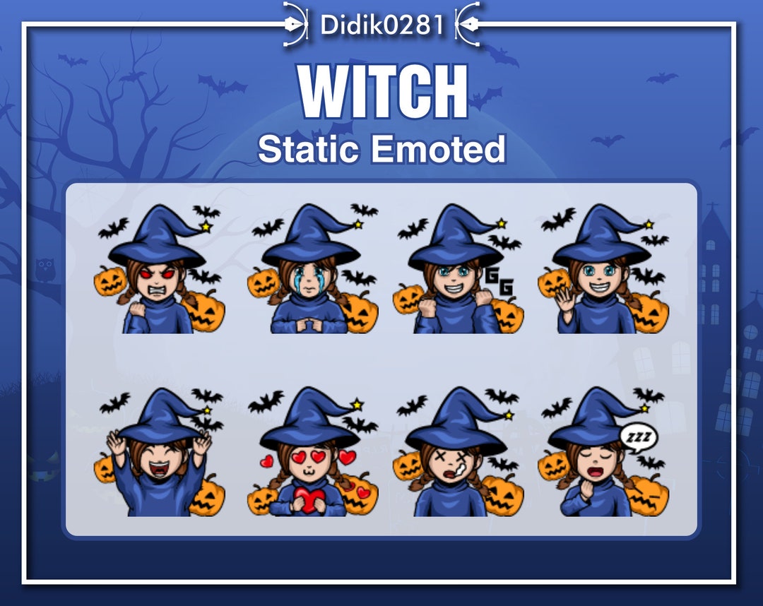 8x Witch Emotes - Halloween Twitch Emotes - Animated Twitch Emotes - Etsy