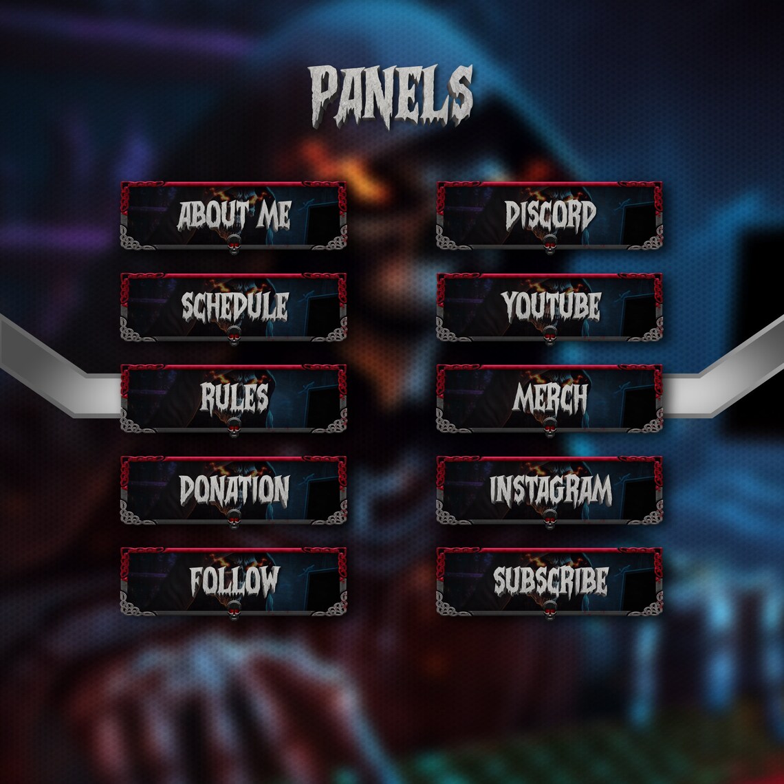 Grim Reaper Animated Twitch Overlay: Horror Stream Package (digital ...