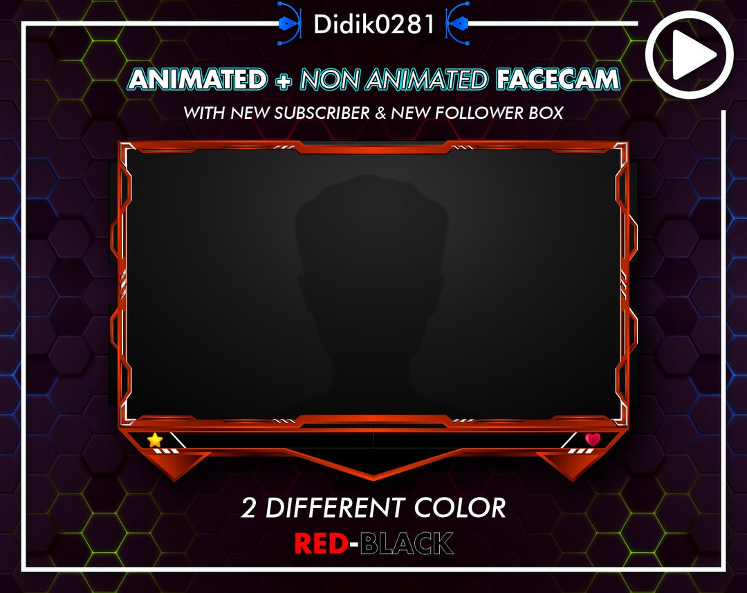 2X Animated Webcam/facecam Overlay - With 2 Different Color (RED-BLACK ...