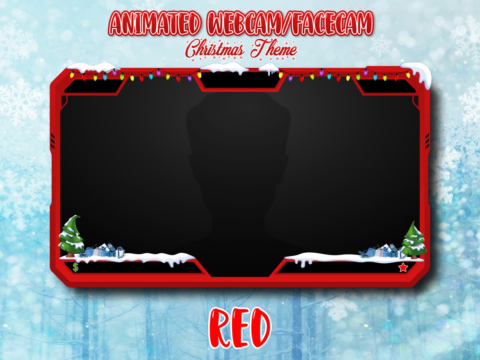 Animated Christmas Webcam/facecam Overlay - With 3 Different Color (RED ...