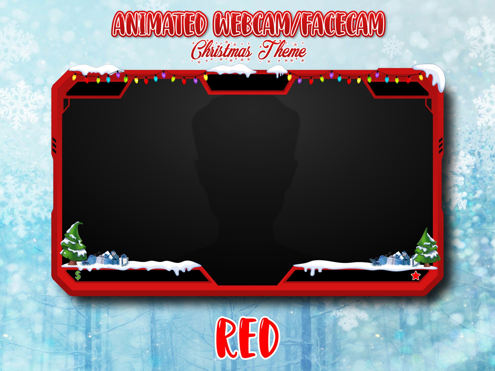 Animated Christmas Webcam/facecam Overlay - With 3 Different Color (RED ...