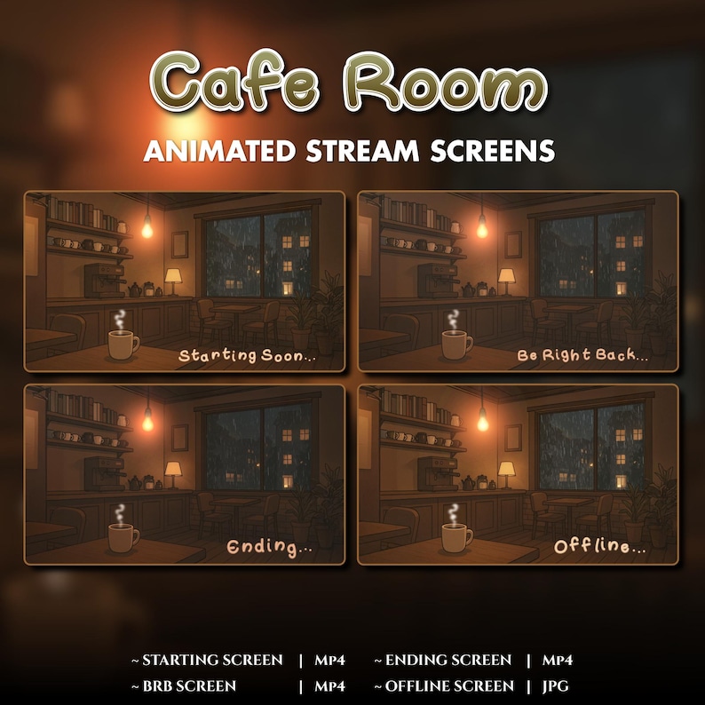 Animated Cozy Cafe Stream Screens: Lofi Vtuber Overlay (MP4 Digital ...