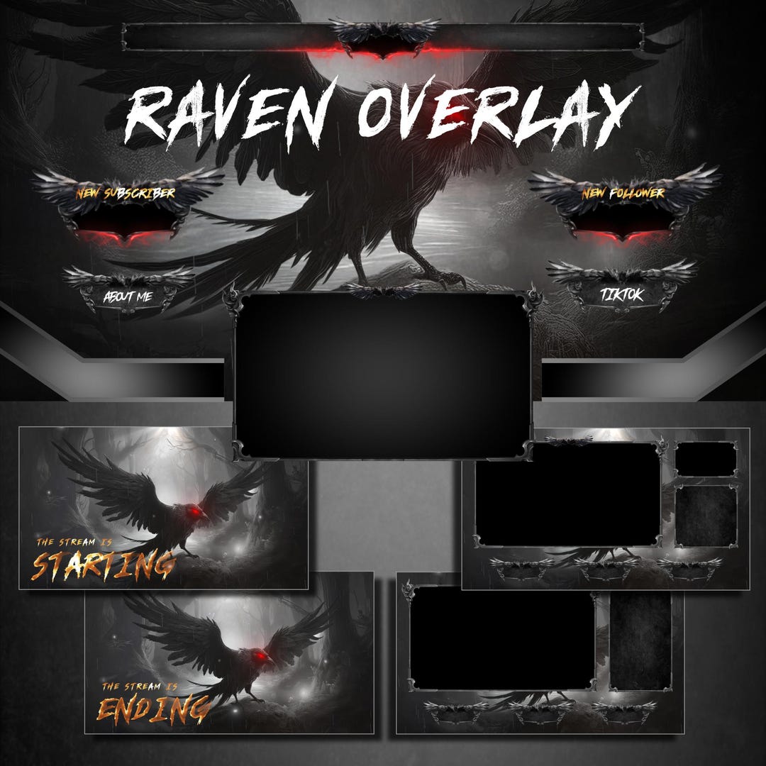 Animated Raven Twitch Overlay: Crow Stream Pack - Etsy