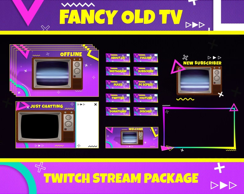 Retro Animated Twitch Overlay Fullpackage/old Tv/vintage/fancy/simple ...