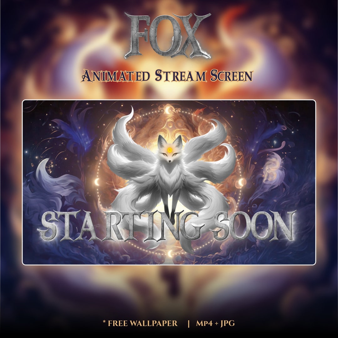 White Fox Animated Stream Screens: Kyubi Overlay (digital Download) - Etsy