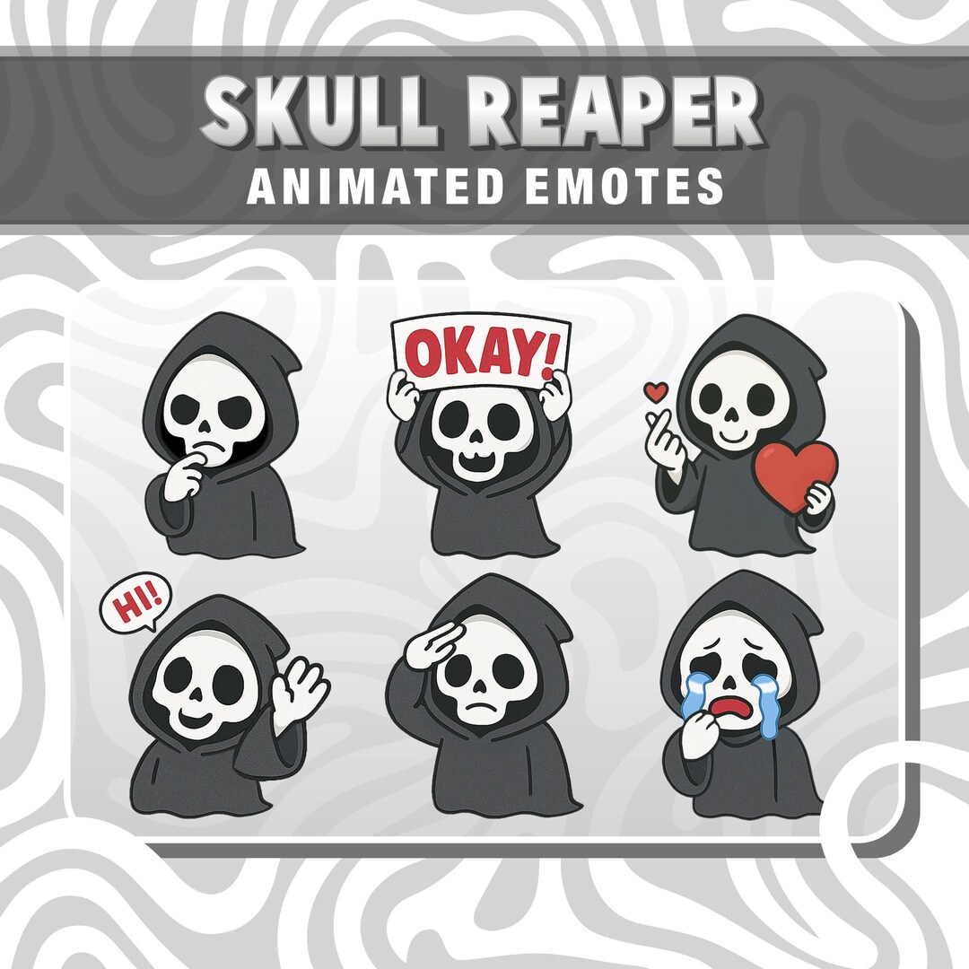 Animated Skull Reaper Twitch Emotes – Chibi Anime Style (digital ...