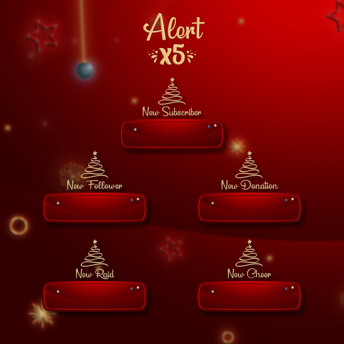 Red Neon Christmas Twitch Overlay/vtuber Stream Package/xmas Overlay ...