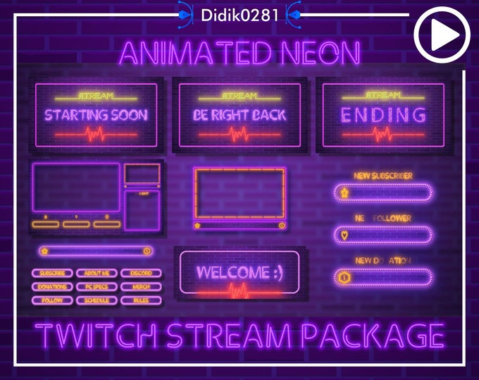 Twitch Overlay Neon City Stream Package Static - Etsy Australia
