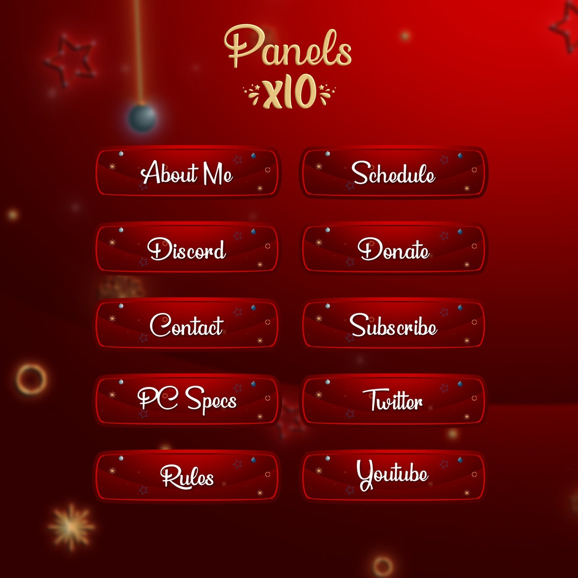 Red Neon Christmas Twitch Overlay/vtuber Stream Package/xmas Overlay ...