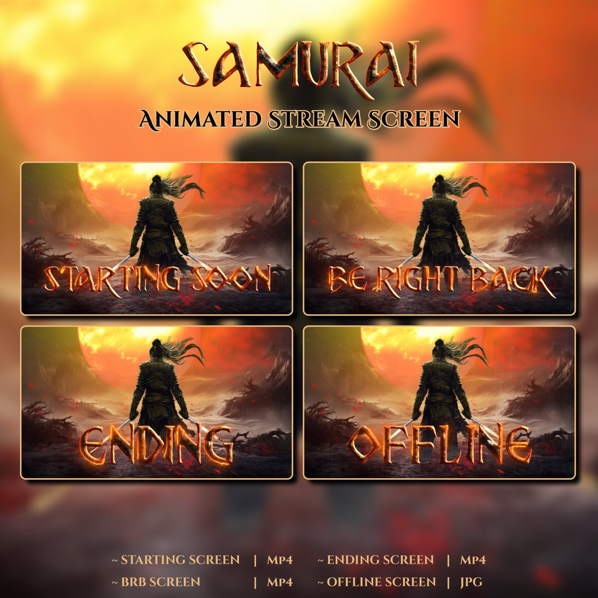 4X Animated SAMURAI Stream Screens | Stream Package/ninja/warrior - Etsy