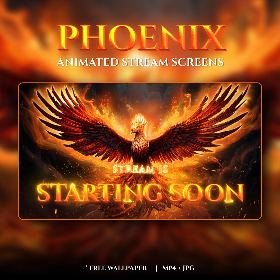 4X Animated PHOENIX Stream Screens | Stream Package | FLAME | FIRE - Etsy