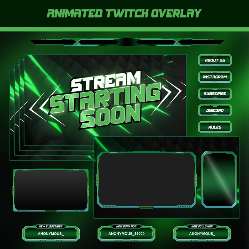 Dark Green Animated Twitch Overlay for an Eerie Streaming Experience ...