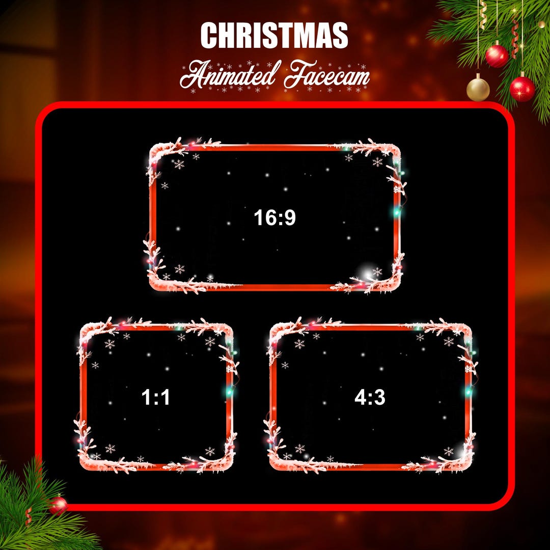 Animated Christmas Webcam Overlay With 3 Different Size - Animated ...