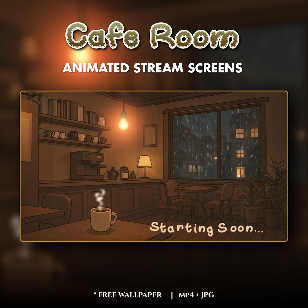 Animated Cozy Cafe Stream Screens: Lofi Vtuber Overlay (MP4 Digital ...