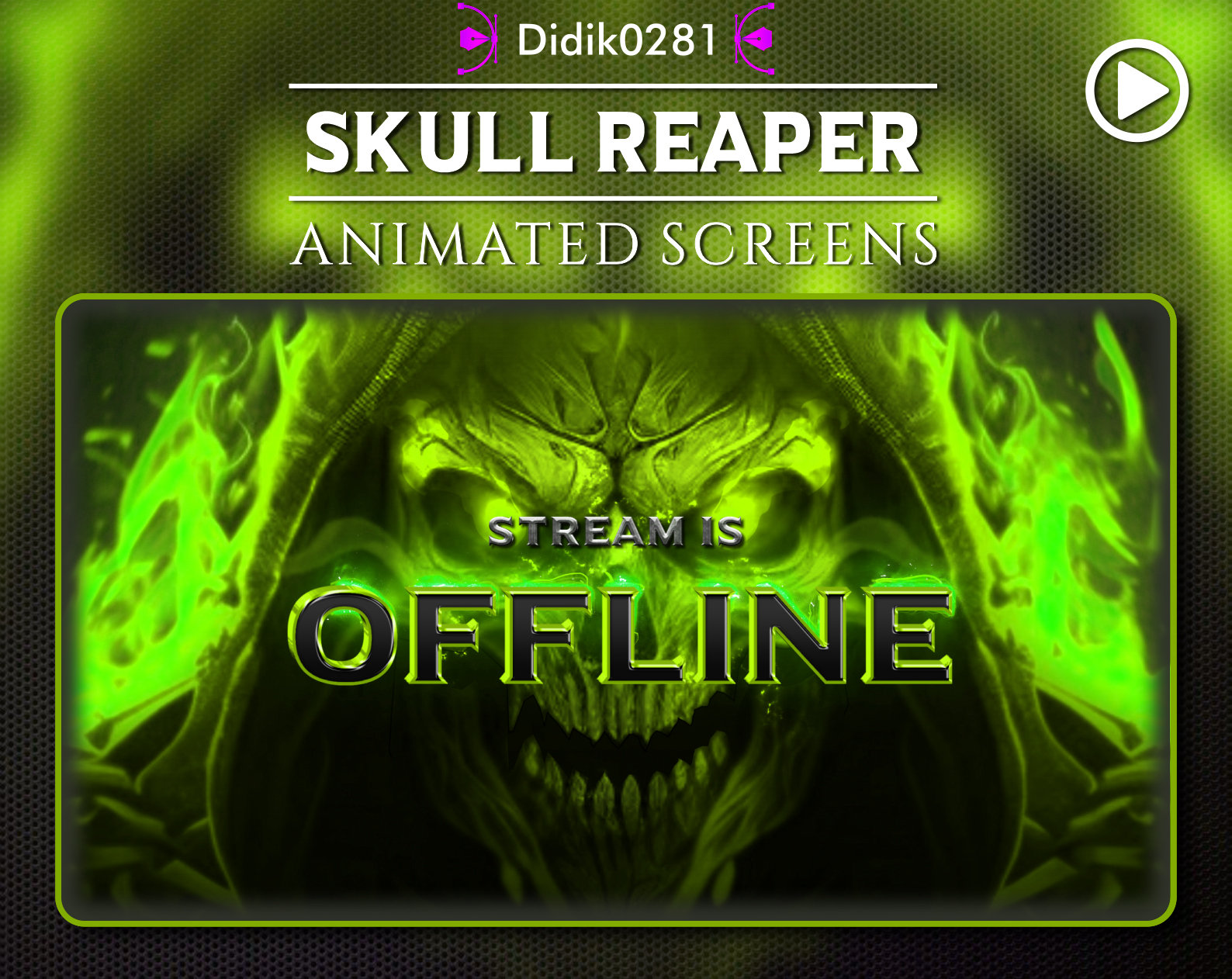 4X Neon Green Skull Reaper Stream Screens (animated) | Grim Reaper ...